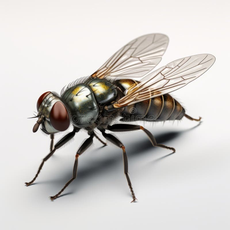 Realistic 3d Model of a Fly with Small Wings in Light Gray and Dark ...
