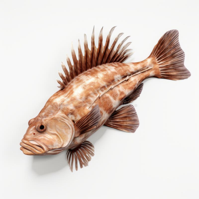 Realistic 3d Model of a Gritty Textured Fish on White Background Stock ...