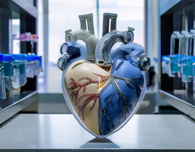 A Realistic 3D Model of a Human Heart, Sliced Open To Reveal Its Inner ...