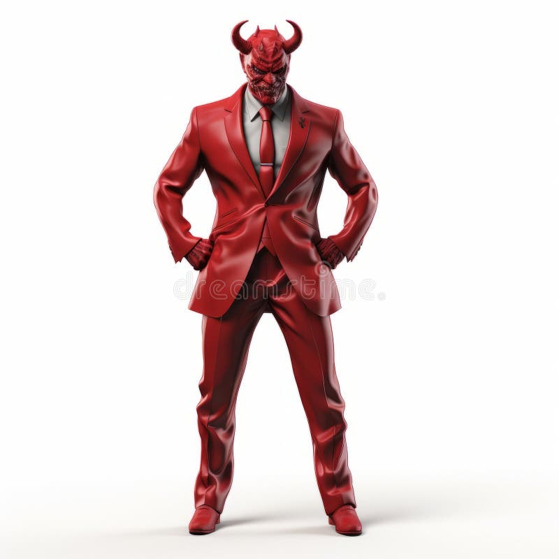Realistic 3d Model of Red Devil in Business Suit Stock Illustration ...