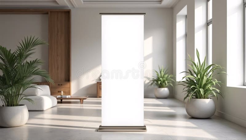 A Realistic 3D Model of a Vertical Banner for Mockup Advertisement in a ...