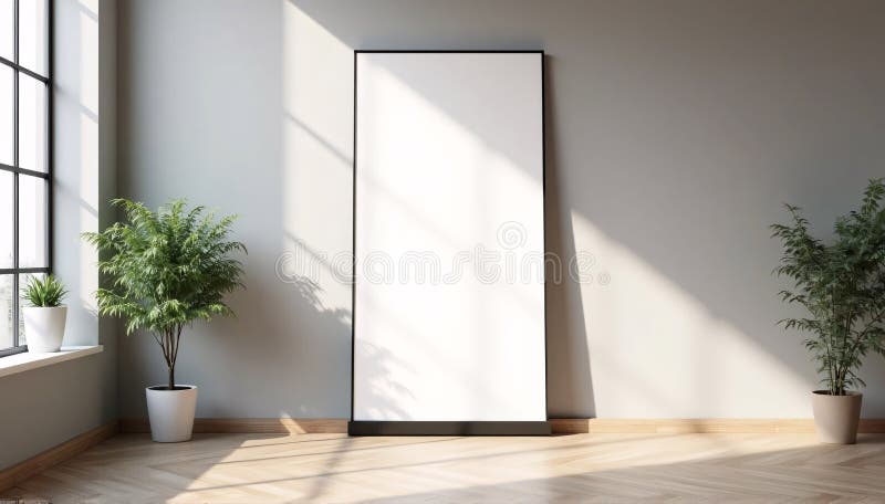 A Realistic 3D Model of a Vertical Banner for Mockup Advertisement in a ...