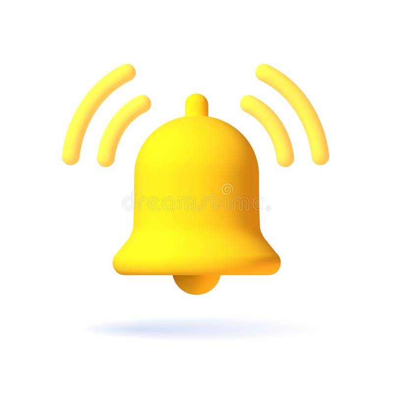 Realistic 3d Notification Yellow Bell Icon Stock Vector - Illustration ...