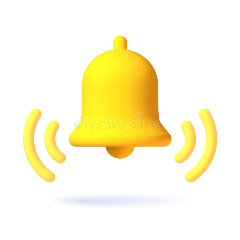 Realistic 3d Notification Yellow Bell Icon Stock Vector - Illustration ...