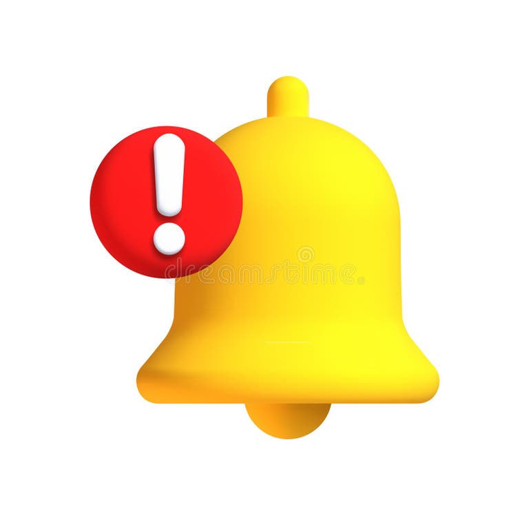 Realistic 3d Notification Yellow Bell Icon Stock Illustration ...