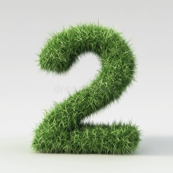 Realistic 3D Number 2 Design with Dill Texture, Soft Lighting, White ...
