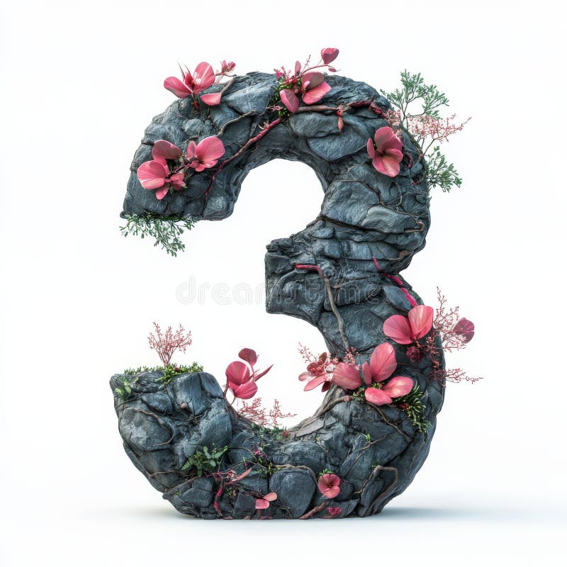 Realistic 3D Number 3, White Background, Soft Lighting, and Realistic ...