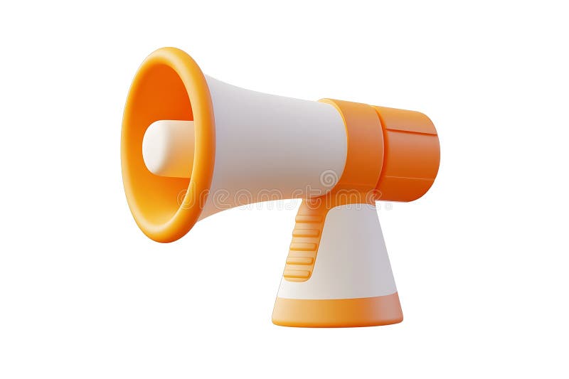 Realistic 3D Orange and White Megaphone Isolated on White Background ...