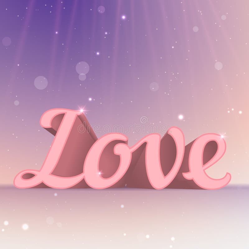Realistic 3d Pink Love Sign. Typography Card Stock Vector ...