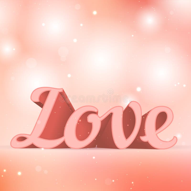 Realistic 3d Pink Love Sign. Typography Card Stock Vector ...