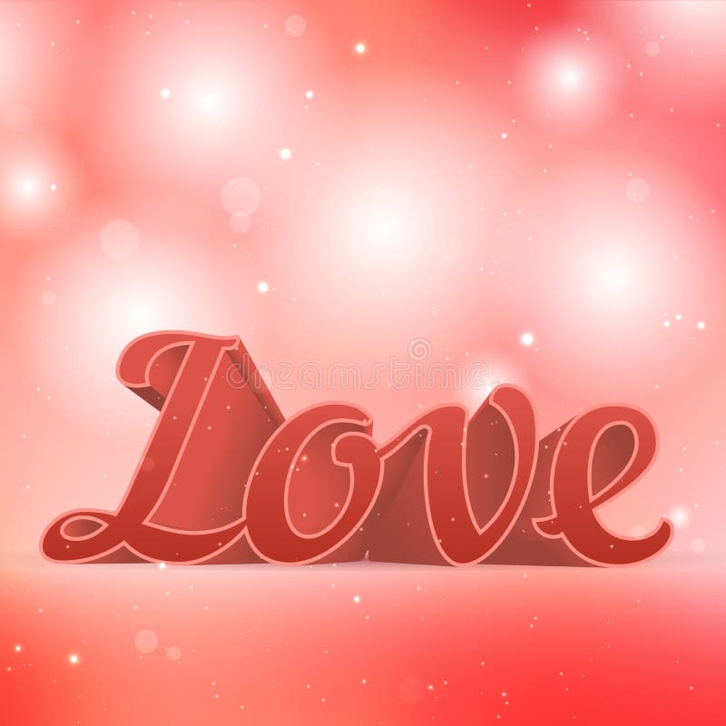 Realistic 3d Pink Love Sign. Typography Card Stock Vector ...