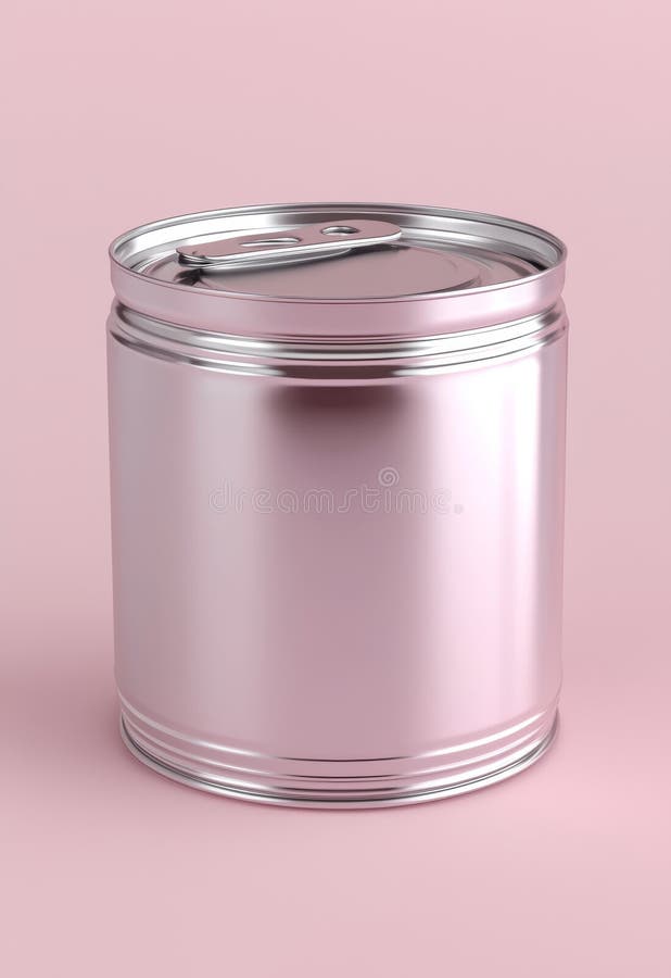 Realistic 3D Pink Tin Can on Soft Pink Background for Packaging Design ...
