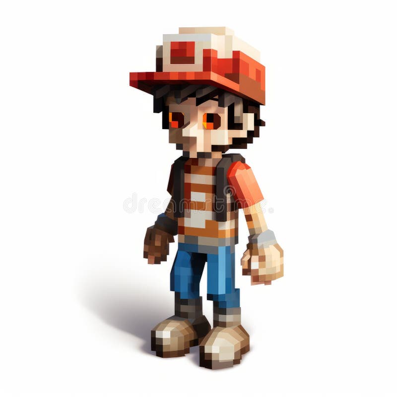 Realistic 3d Pixel Art Animation of Aubrey in Sepia Tone Stock ...