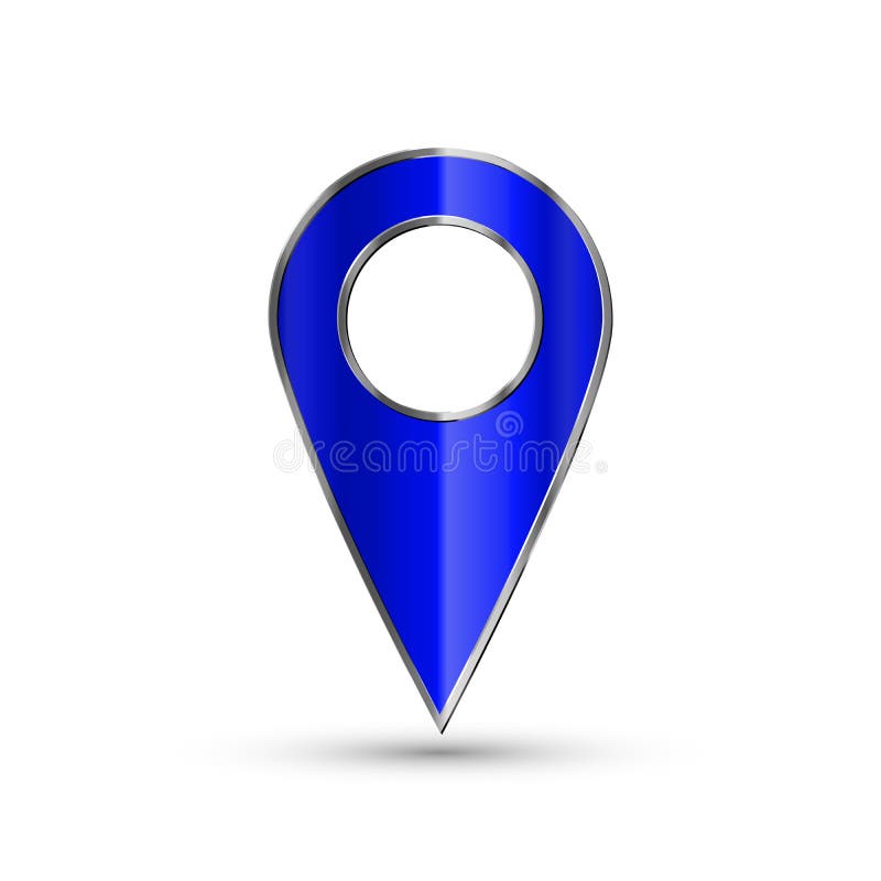 Realistic 3d Pointer of Map. Blue Map Marker Icon in Vector Stock ...