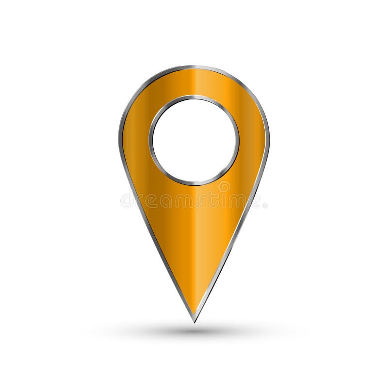 Realistic 3d Pointer of Map. Gold Map Marker Icon in Vector Stock ...