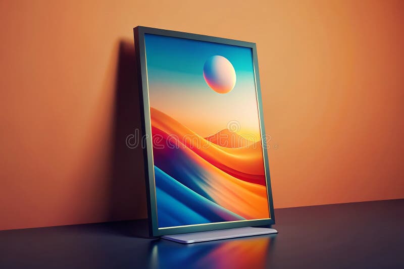 Realistic 3D Poster Mockup Template FullSize Raster Visualization for ...