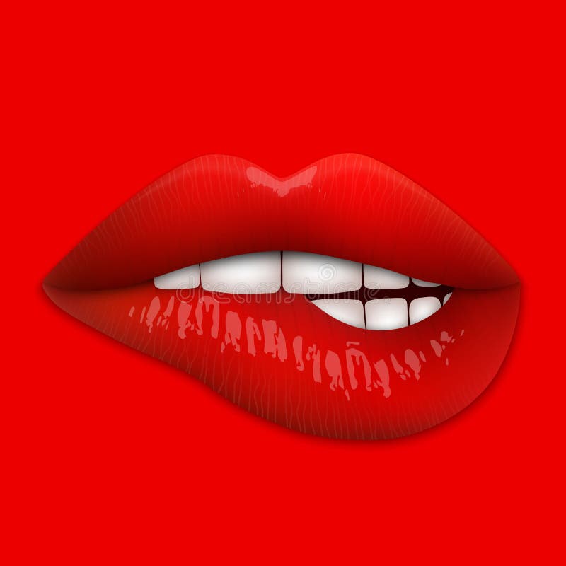 Realistic 3d Red Lips Isolated Stock Illustration - Illustration of ...