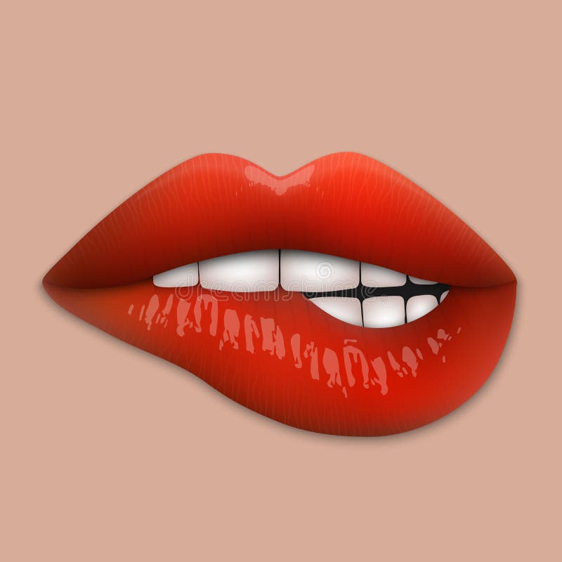 Realistic 3d Red Lips Isolated Stock Illustration - Illustration of ...