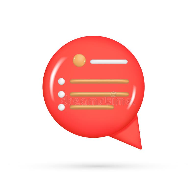 Realistic 3d Red Speech Bubble, Message Button, Chat Box with Talk ...