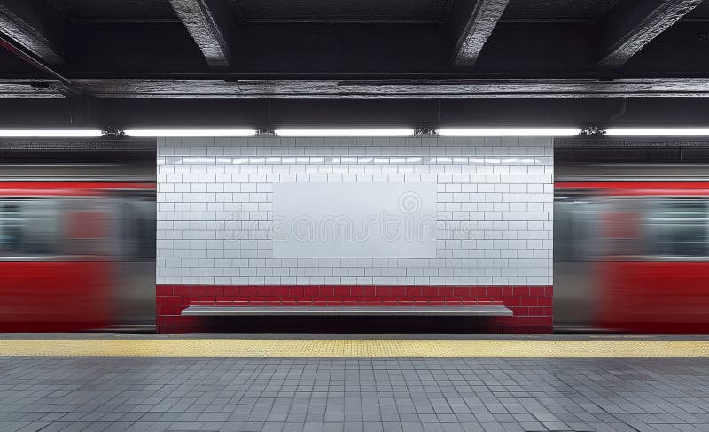 Realistic 3D Render of an Advertisement Template in a NYC Subway ...