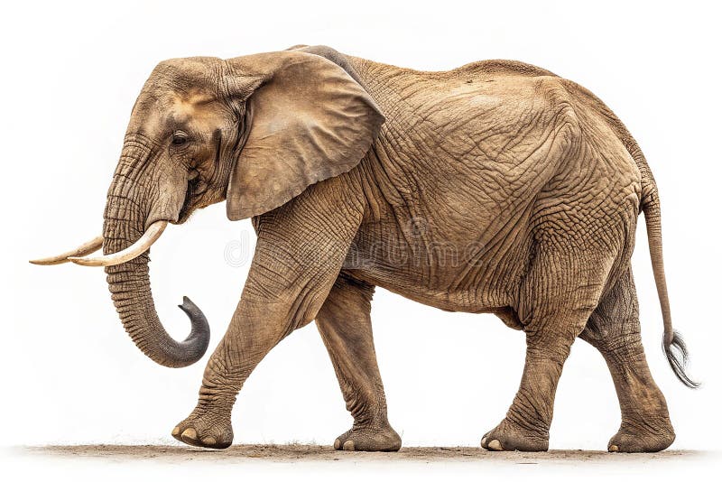 African Elephant Side View Full Body Isolated on White Background Stock ...