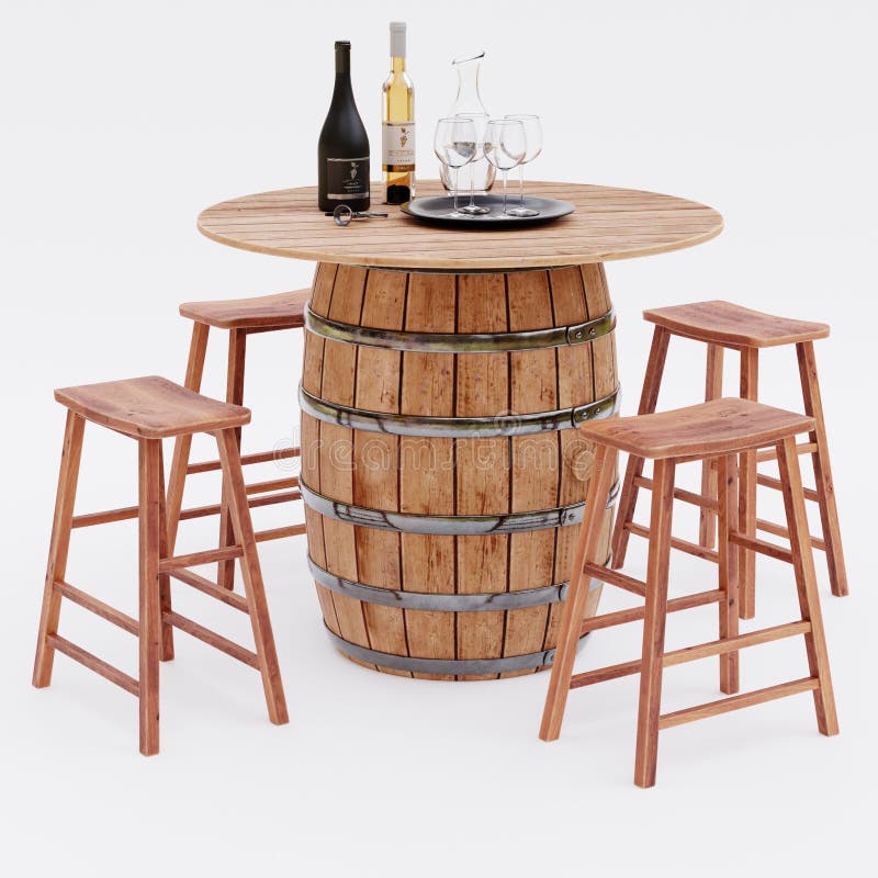 3D Render of Barrel Table stock illustration. Illustration of rusty ...