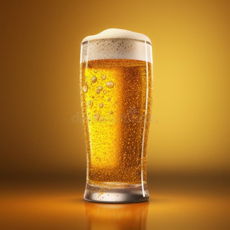 Realistic 3d Render of Beer on Golden Background Stock Illustration ...