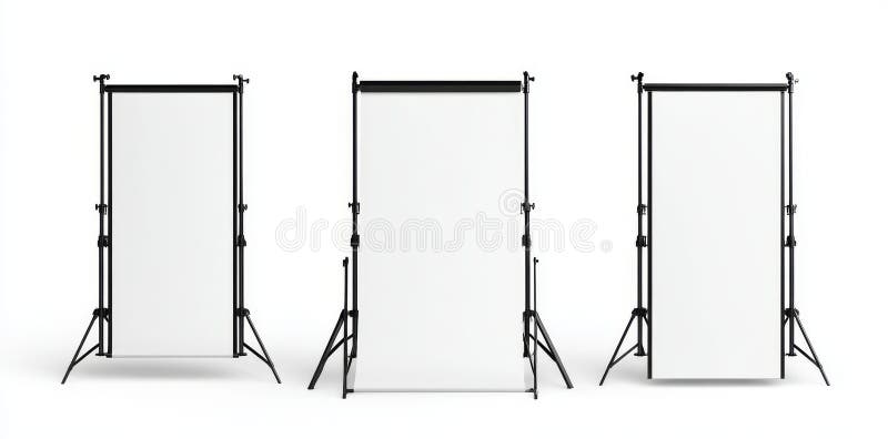 A Realistic 3D Render of a Blank X-stand Mockup with a White Vertical ...