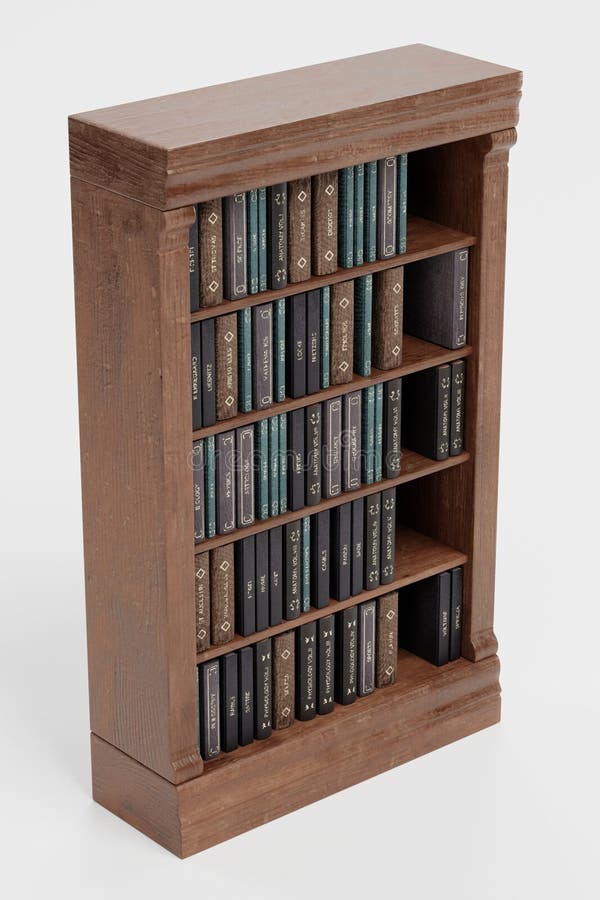 3D Render of Bookshelf with Books Stock Illustration - Illustration of ...