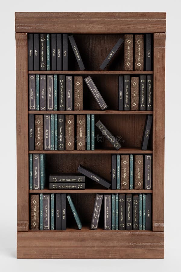 3D Render of Bookshelf with Books Stock Illustration - Illustration of ...