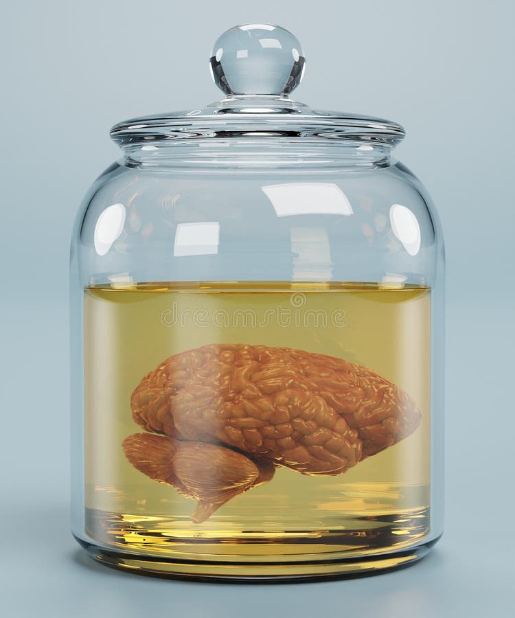 3D Render of Brain in Jar stock illustration. Illustration of fluid ...