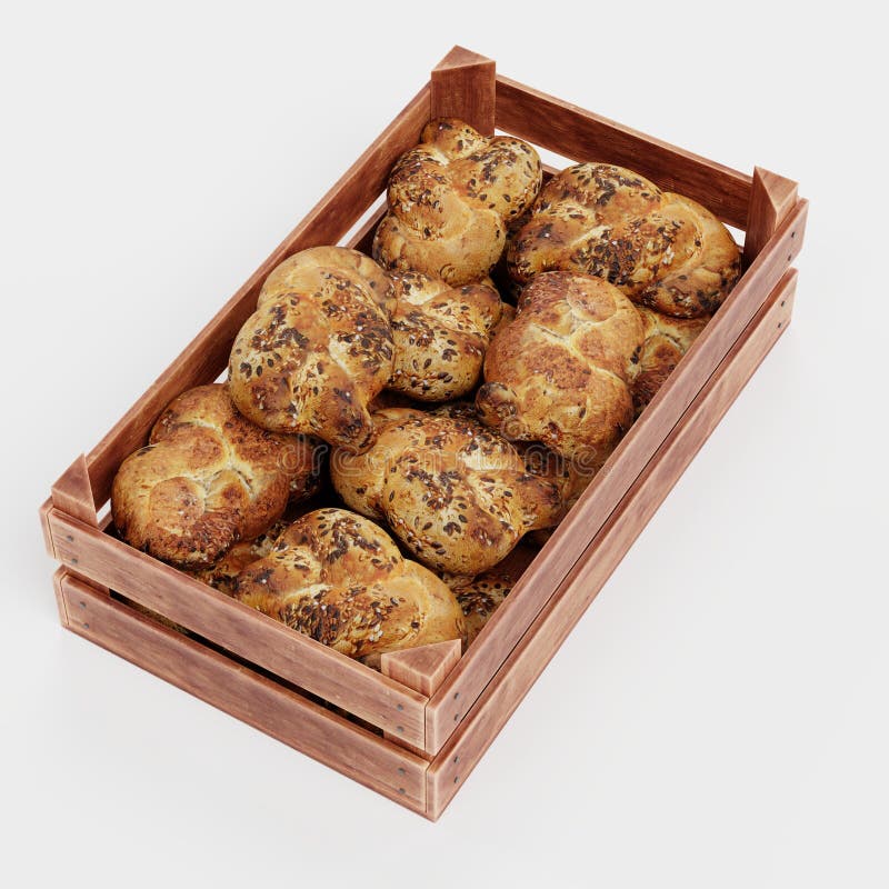 3D Render of Bread Rolls in Box Stock Illustration - Illustration of ...
