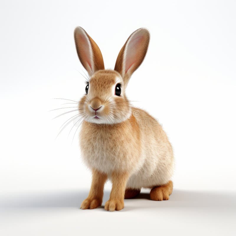 Realistic 3d Render of Bunny on White Background Stock Illustration ...