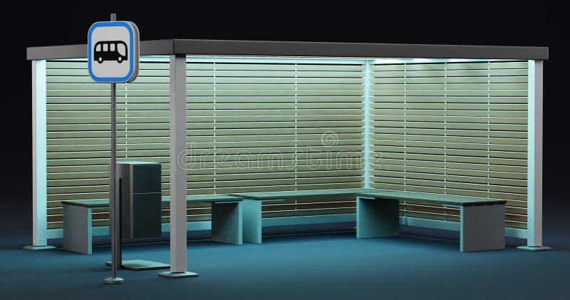 3D Render of Bus Station stock illustration. Illustration of shade ...