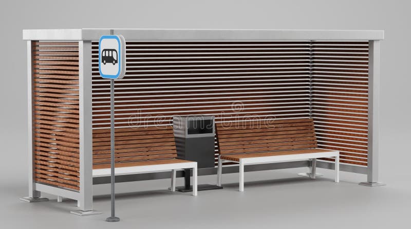 3D Render of Bus Station stock illustration. Illustration of street ...