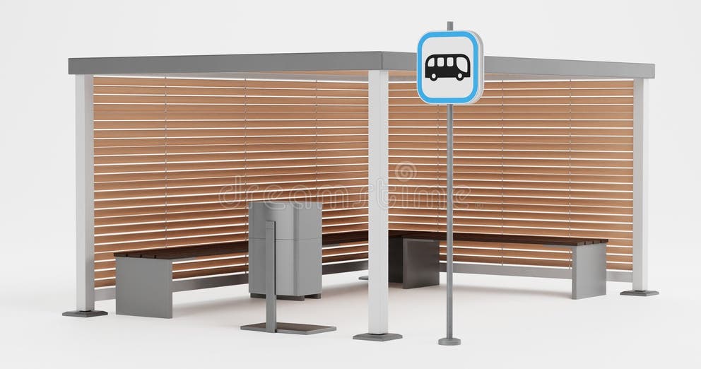 3D Render of Bus Station stock illustration. Illustration of road ...