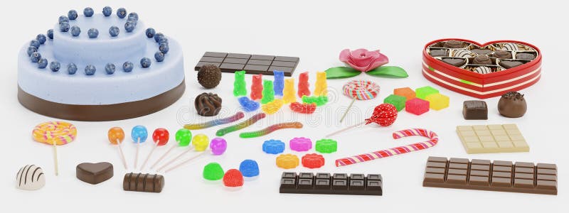 3D Render of Candies Collection Stock Illustration - Illustration of ...