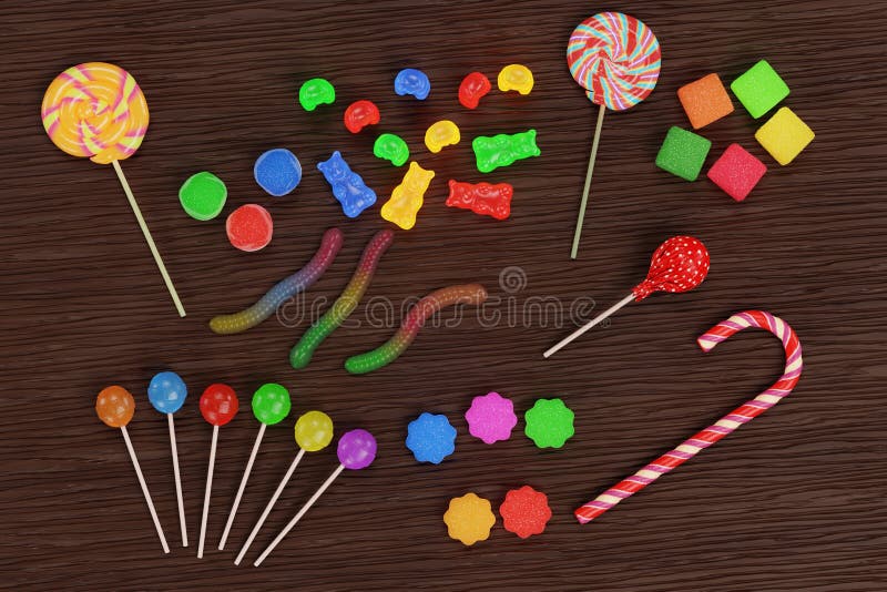 3D Render of Candies Collection Stock Illustration - Illustration of ...