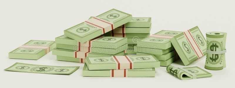 3D Render of Cartoon Money stock illustration. Illustration of paper ...