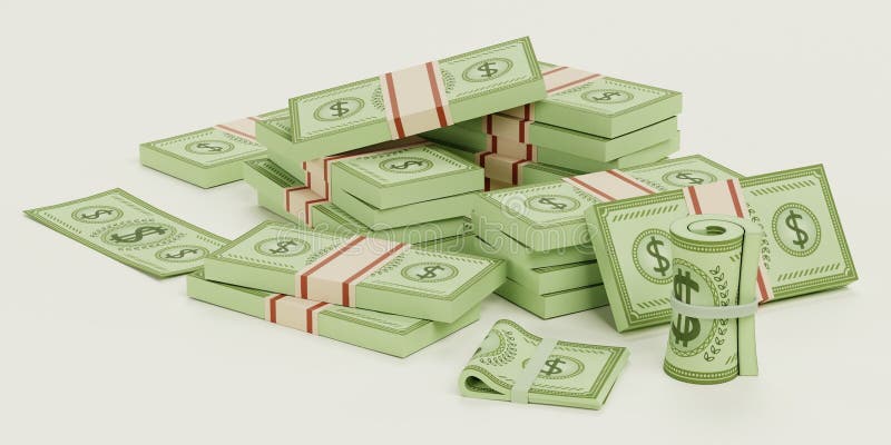 3D Render of Cartoon Money stock illustration. Illustration of paper ...