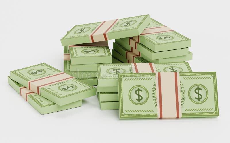 3D Render of Cartoon Money stock illustration. Illustration of stack ...