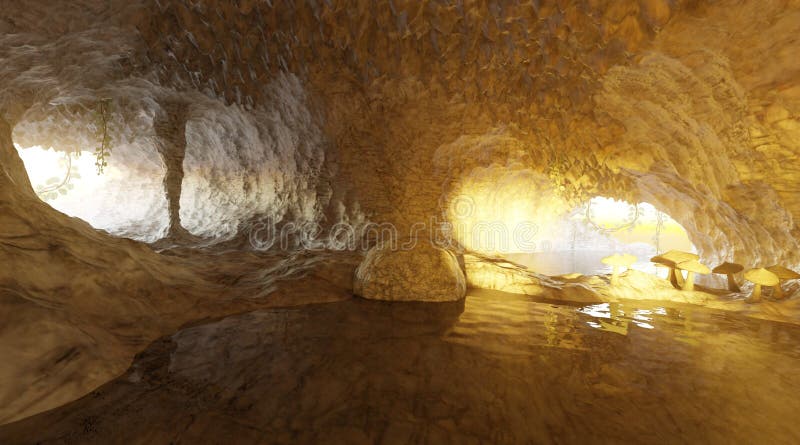 3D Render of Cave stock illustration. Illustration of tunnel - 220010604