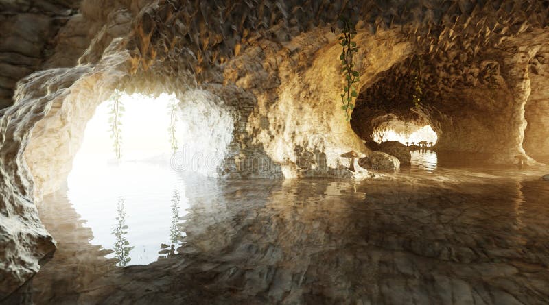3D Render of Cave stock illustration. Illustration of stone - 220222979