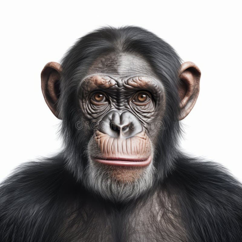 Realistic 3d Render of a Characterful Chimpanzee on White Background ...