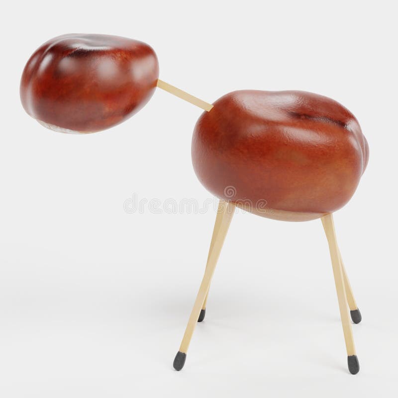 3D Render of Chestnut Animal Stock Illustration - Illustration of shell ...
