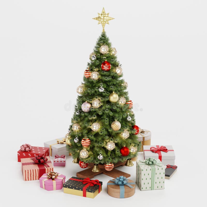 3D Render of Christmas Tree Stock Illustration - Illustration of full ...