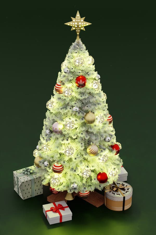 3D Render of Christmas Tree Stock Illustration - Illustration of ...