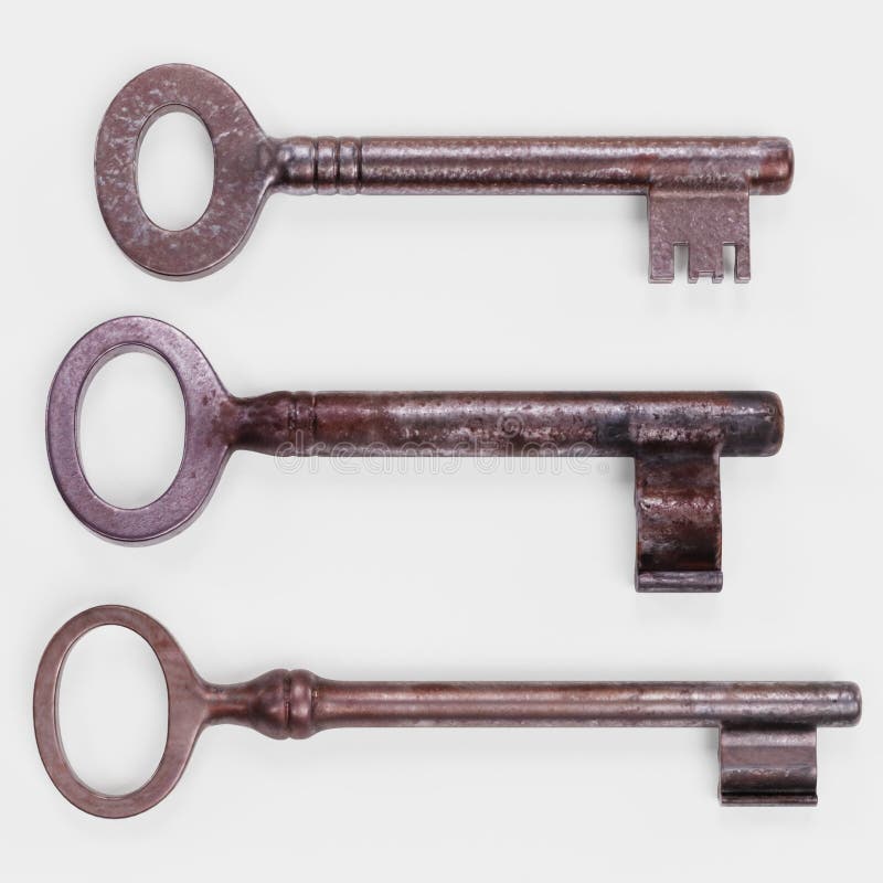 3D Render of Classic Old Keys Stock Illustration - Illustration of used ...