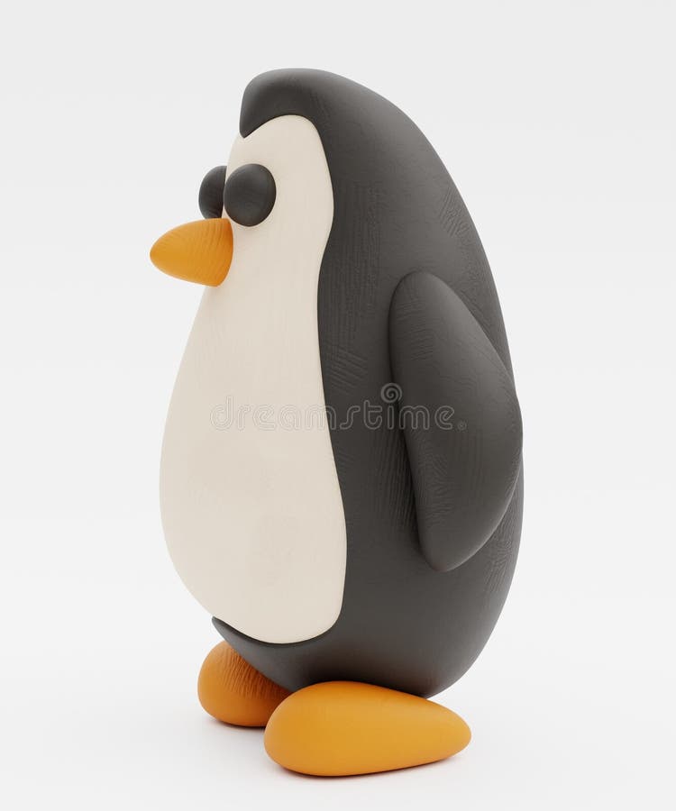 3D Render of Clay Penguin stock illustration. Illustration of ...