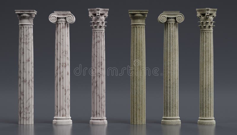 3d Render of Columns Doric, Ionic and Corinthian Stock Illustration ...